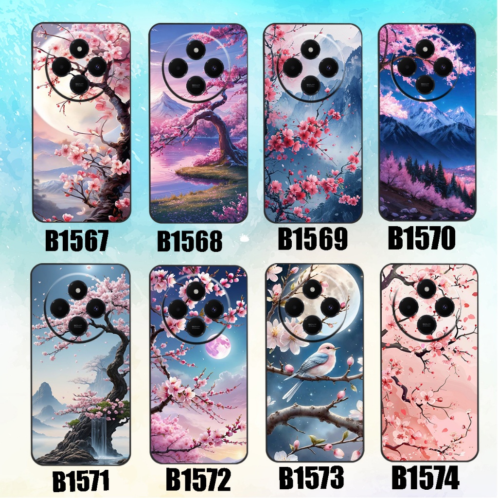 Xiaomi redmi 14c case with peach blossom landscape print / flexible TPU ...