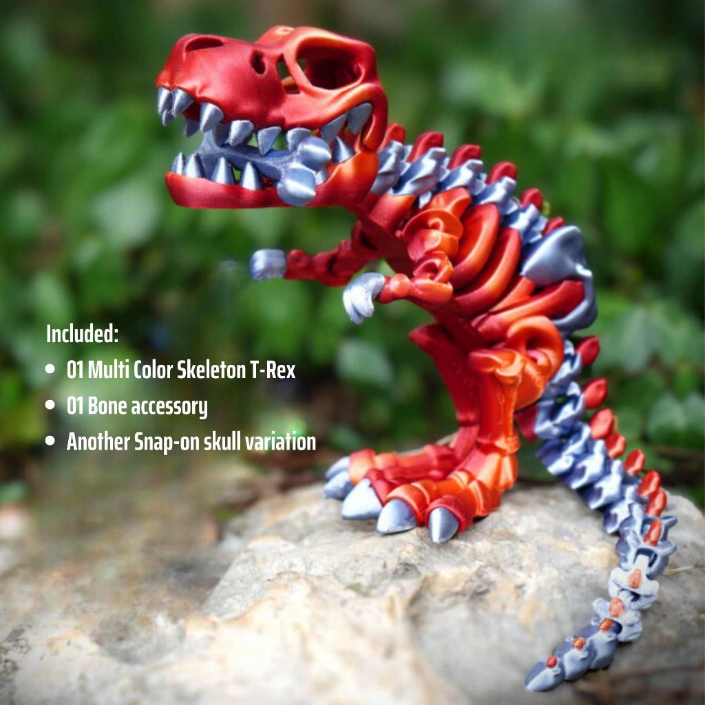 3d printed Skeleton T-Rex model - Safe bioplastic flexible joint toy ...