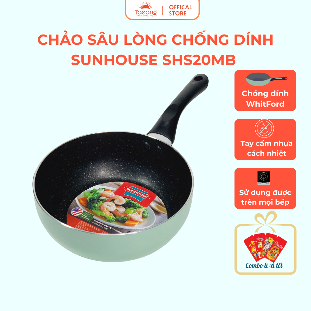 20cm deep bottom non-stick pan from Sunhouse 20MB - for all types of ...