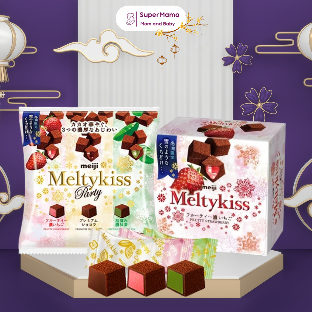 [CNY 2025] Meiji Meltykiss fresh chocolate cubes 56g vanilla, green tea, strawberry, caramel ...