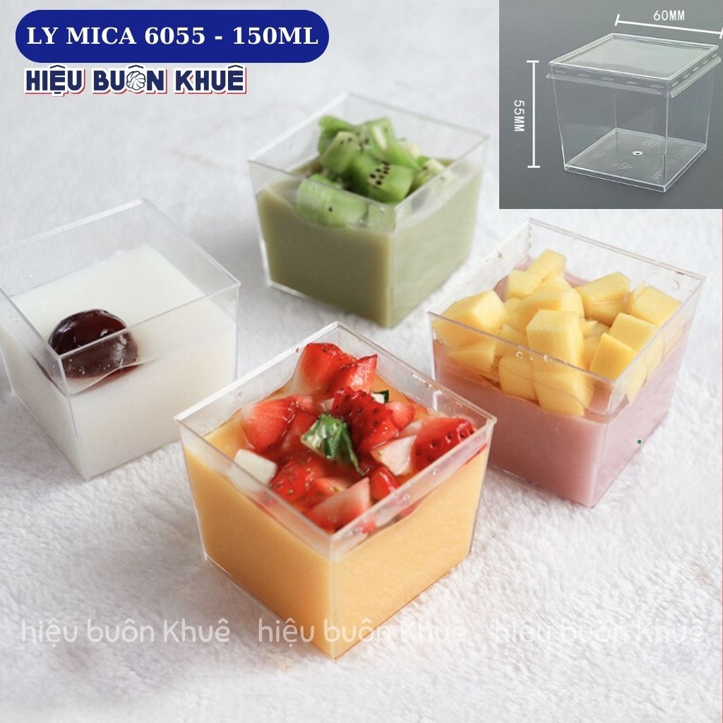 50 Square Mica Cups for Cold Cakes, Mousse Cakes, Tiramisu, Panna Cotta ...
