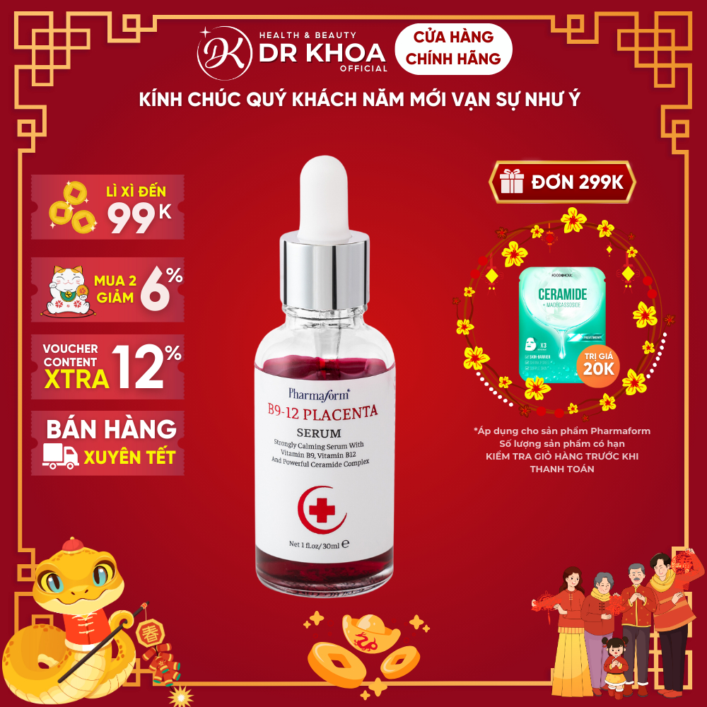 Pharmaform B9 B12 Placenta Serum Reduces Redness and Soothes Skin 30ml ...