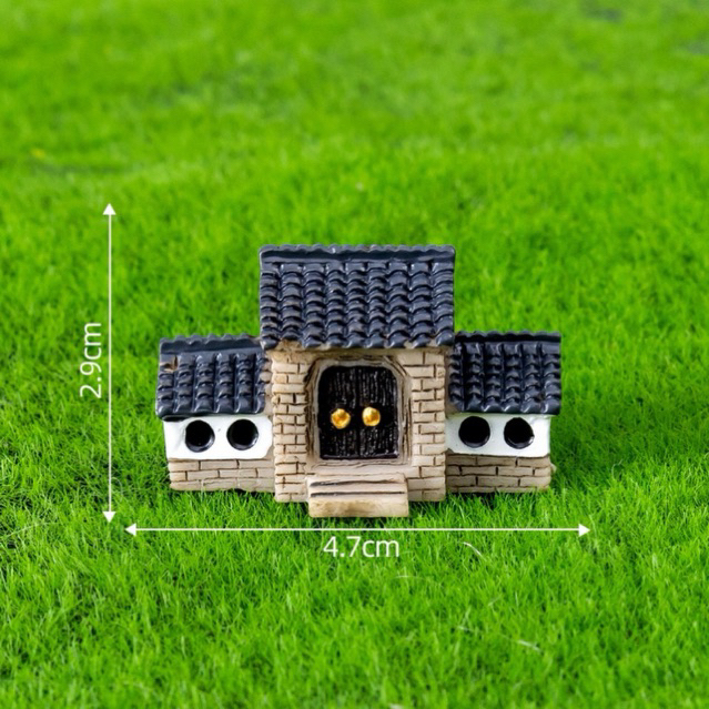 Mini 3-Roof House Gate Model for Terrarium Decoration, Small Landscape ...
