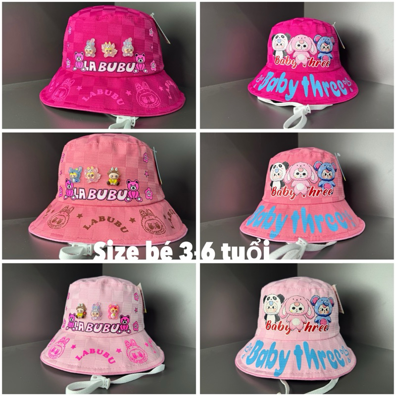 Children's brimmed hat with baby three print + stickers, size 6 years ...