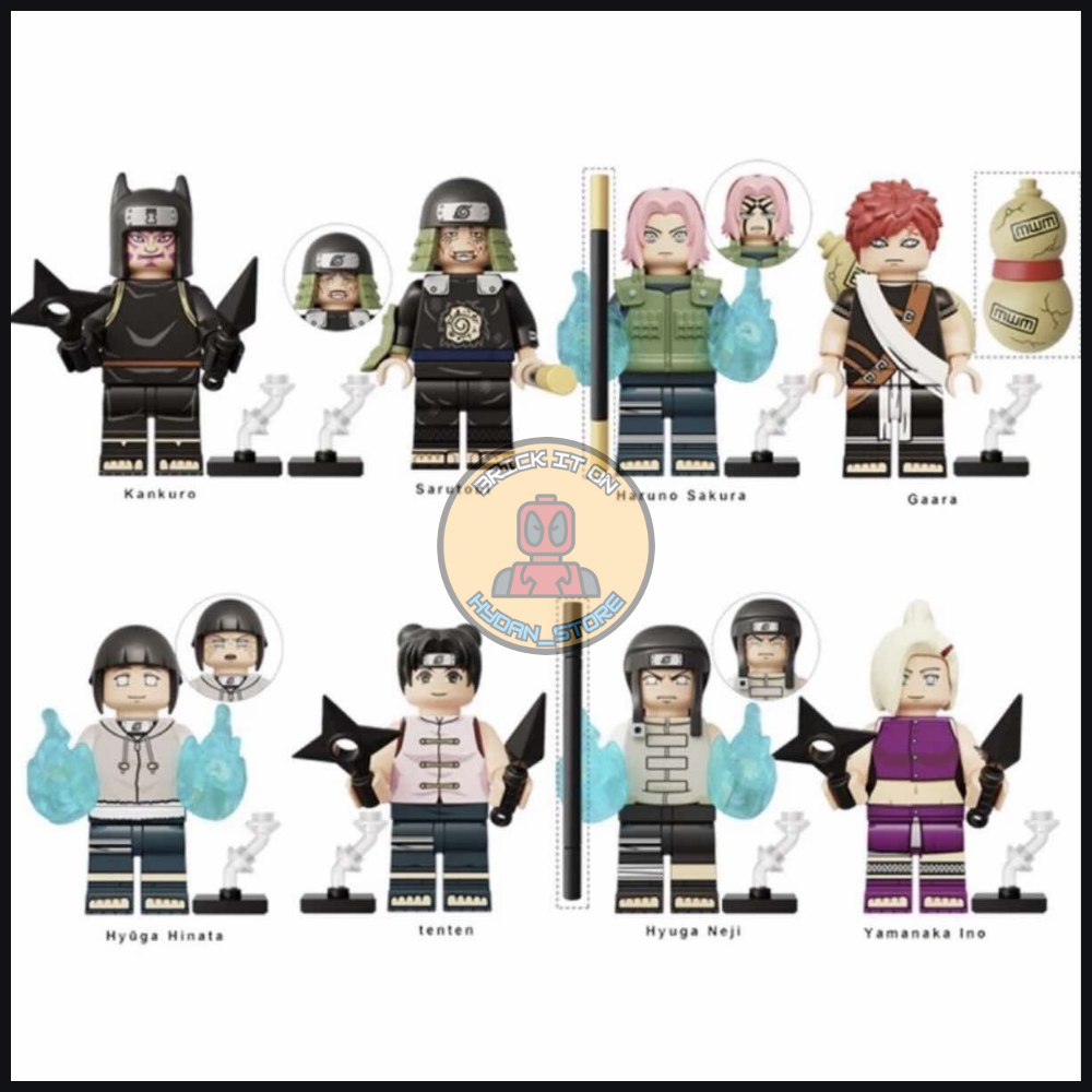 1 Koruit Lego Naruto Figure (Kankuro, Sarutobi, Sakura, Gaara, Hinata ...