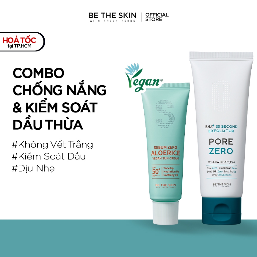 [BE The SKIN] SUNSCREEN COMBO & EXFOLIATOR OIL CONTROL (VEGAN SUN CREAM ...