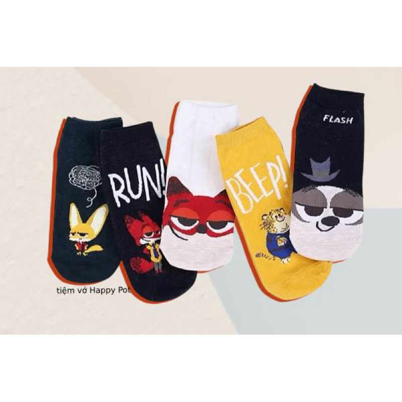 Zootopia short-neck cartoon socks Set (5 pairs) | Shopee Philippines
