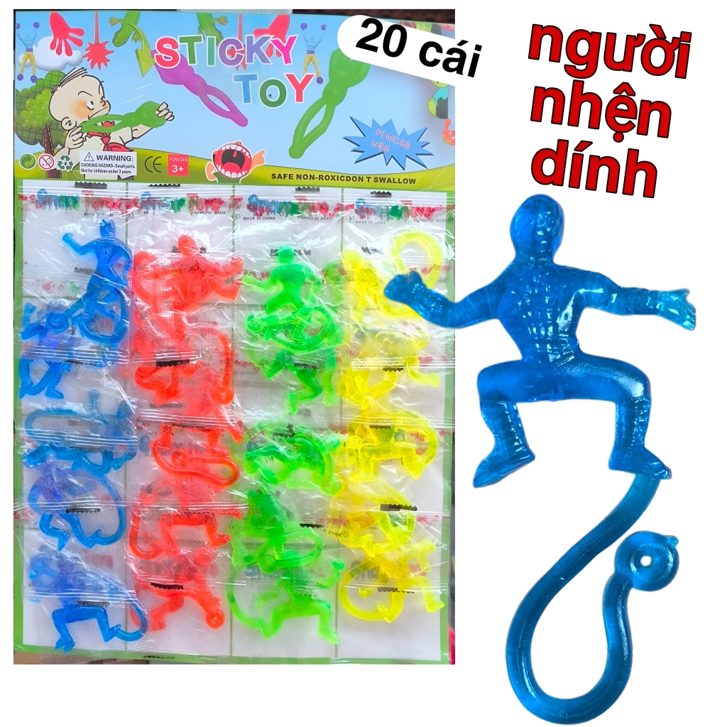 Blister of 20 sticky spider-mans, flexible toys that stick to spider ...