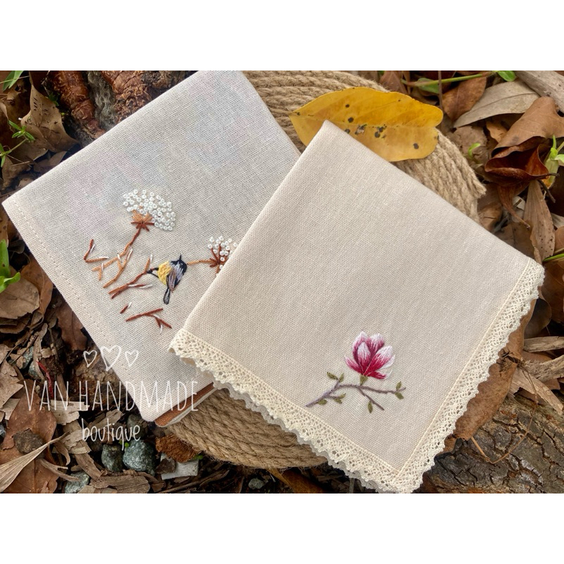 Vintage hand-embroidered linen handkerchief (size 25x25cm) | Shopee ...