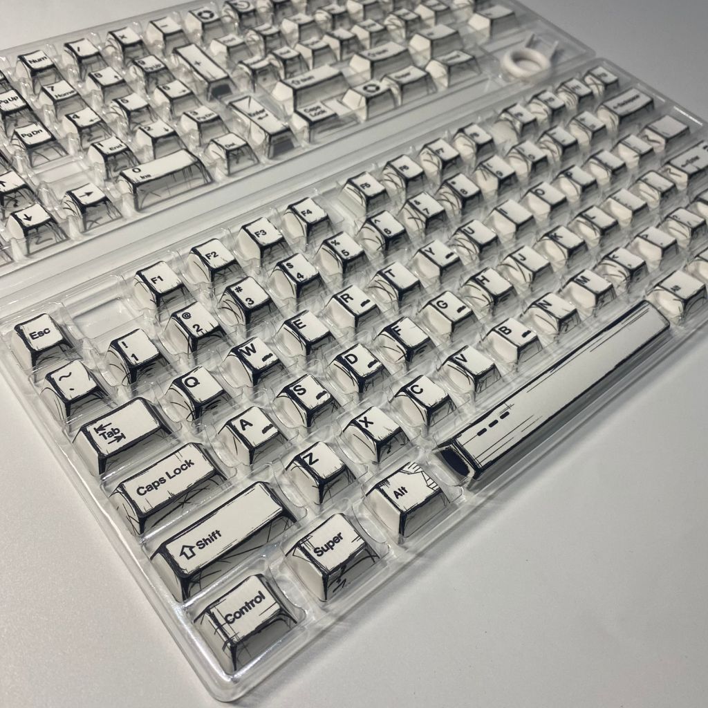 Black and white comic Keycaps, made from pbt plastic, cherry profile ...
