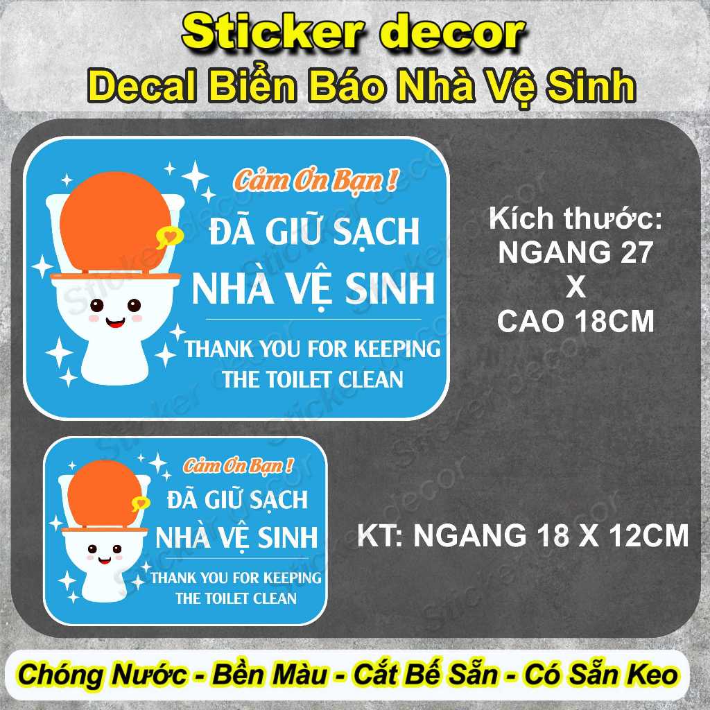 Toilet Cleaning Decal Reminder to Keep the Toilet Clean, Waterproof WC ...