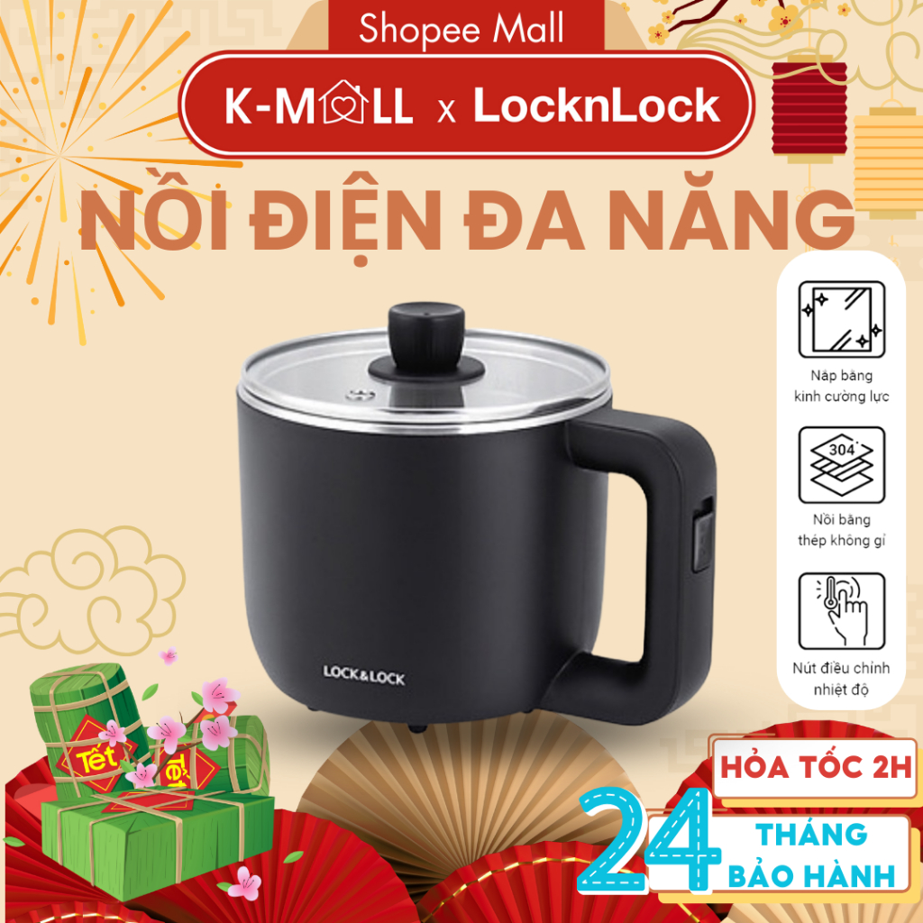 Locknlock EJP116BLK multi-function electric pot, capacity 0.8L, cooks ...