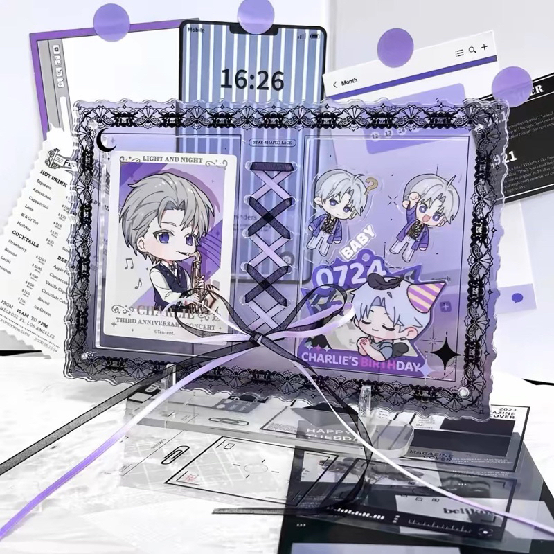 DOUBLE 3-PIECE ACRYLIC RIBBON FRAME FOR DESKTOP PHOTOS - Fox raising ...