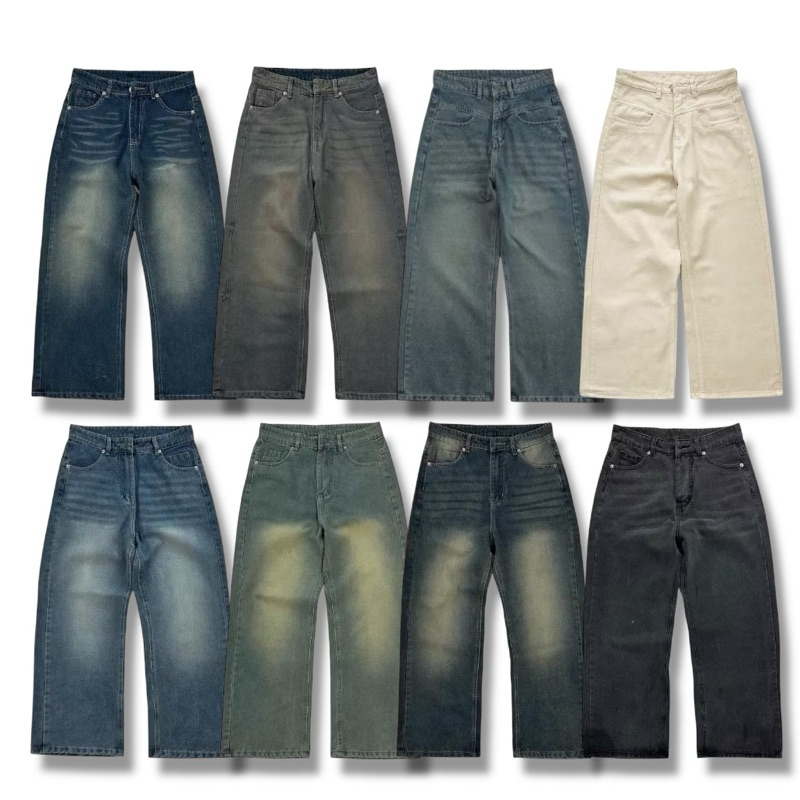 Vertical jeans - unisex wide-leg baggy jeans | Shopee Philippines