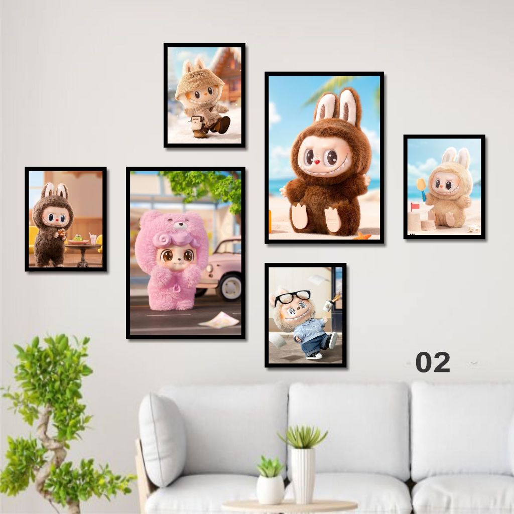 Set of 6 Labubu paintings to decorate children's bedrooms, decorative ...