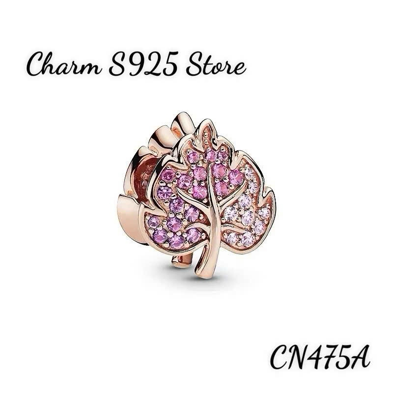 (HIGH QUALITY PRODUCT) ROSE GOLD LEAF SHAPE CHARM WITH S925 SILVER ...