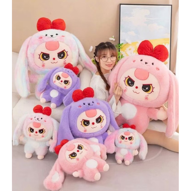 Baby Three Rabbit Teddy Bear, Baby Three Stuffed Animal with Big Head ...