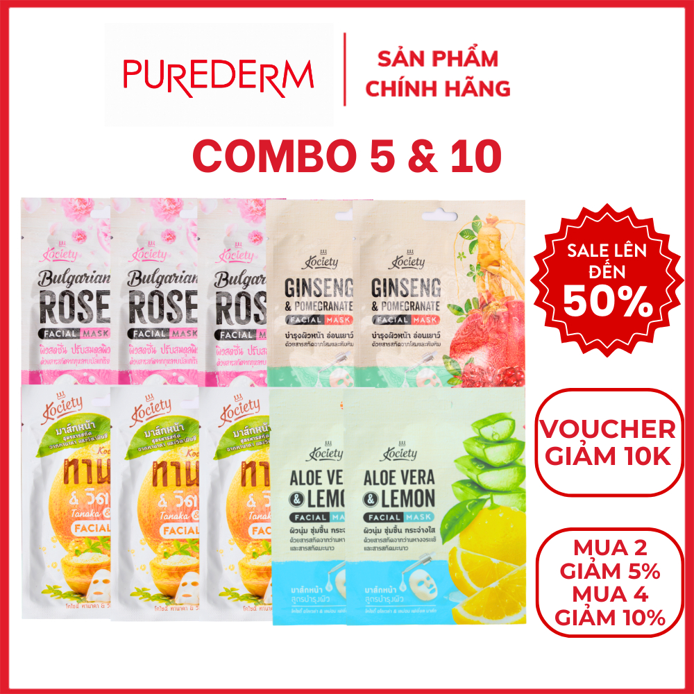 [COMBO 5 &10] Kochiety Moisturizing Mask Rose/Aloe Vera & Lemon/Tanaka ...
