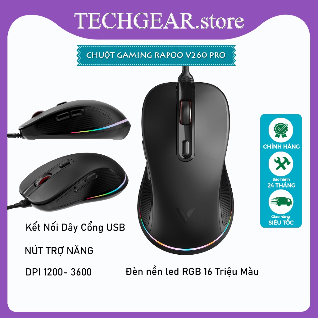 RAPOO V260PRO Immortal Button Wired Gaming Mouse | Genuine 24 Month ...