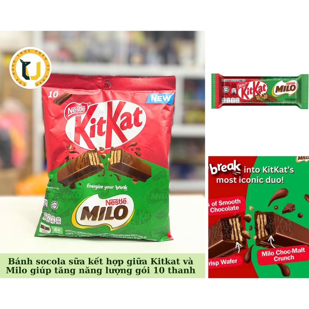 Nestle KITKAT wafer candy combined with MILO chocolate flavor, pack of ...