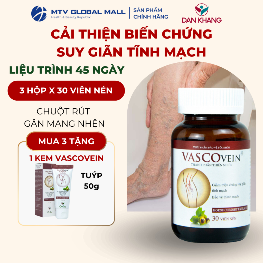 Vascovein Dan Khang Pills to Help Fight Varicose Veins Box of 30 pills ...