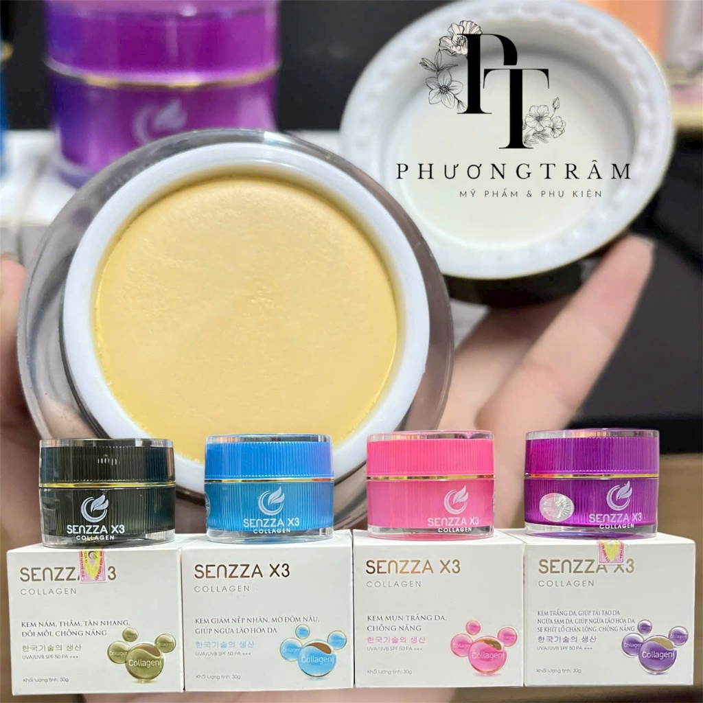 Senzza X3 Collagen skin cream, company product with stamp, all sizes 15g 30g 45g, many uses to ...