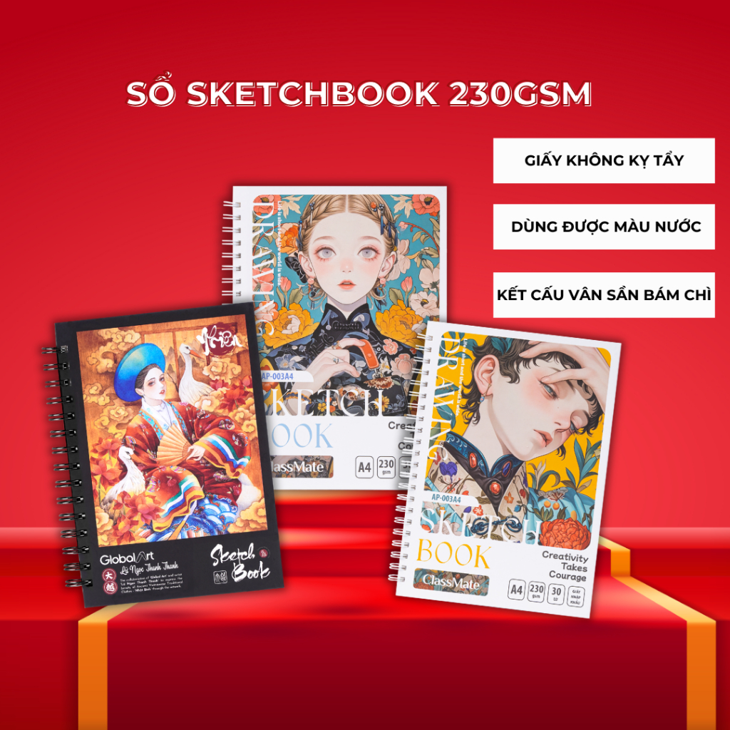 Global ART/ CLASSMATE Sketchbook 230gsm - A4 A5 Sketchbook, Eraser-Free ...