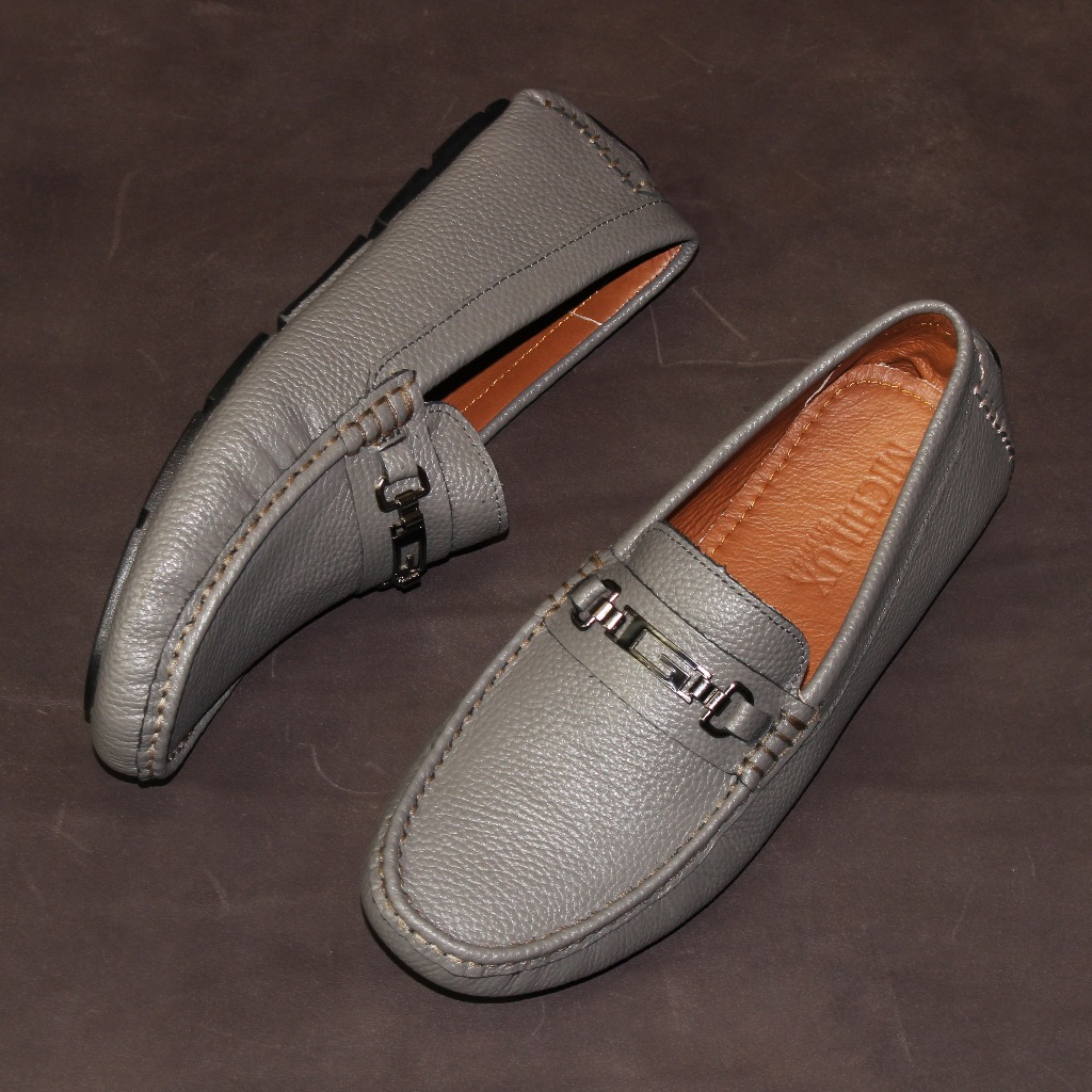 MICHILUX Horse Bit Moccasin CSHM0 Genuine Cowhide Men's Shoes Gray ...