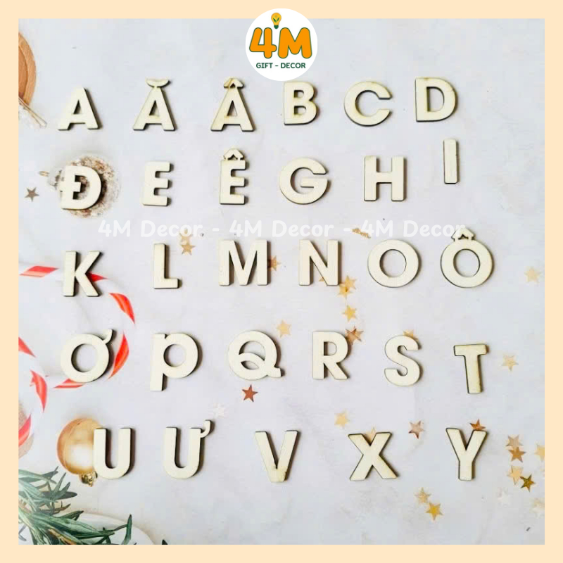 Set of uppercase and lowercase letters made of wood, size 5cm high ...