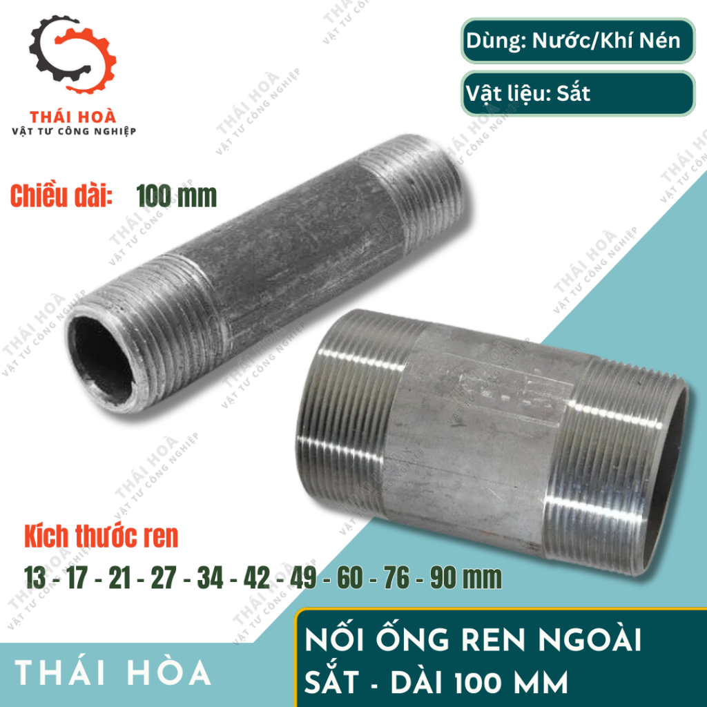 Connecting iron external thread pipe 100 mm long - Dimensions 13 – 17 ...