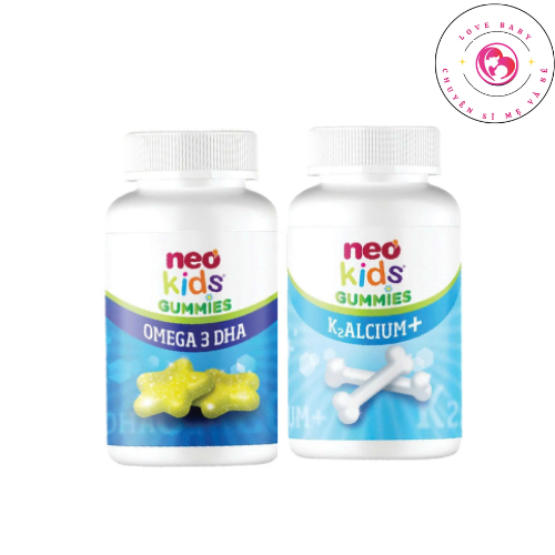 Combo NeoKids Yogurt Calcium Gummies and Neo Kids Star DHA Gummies box ...