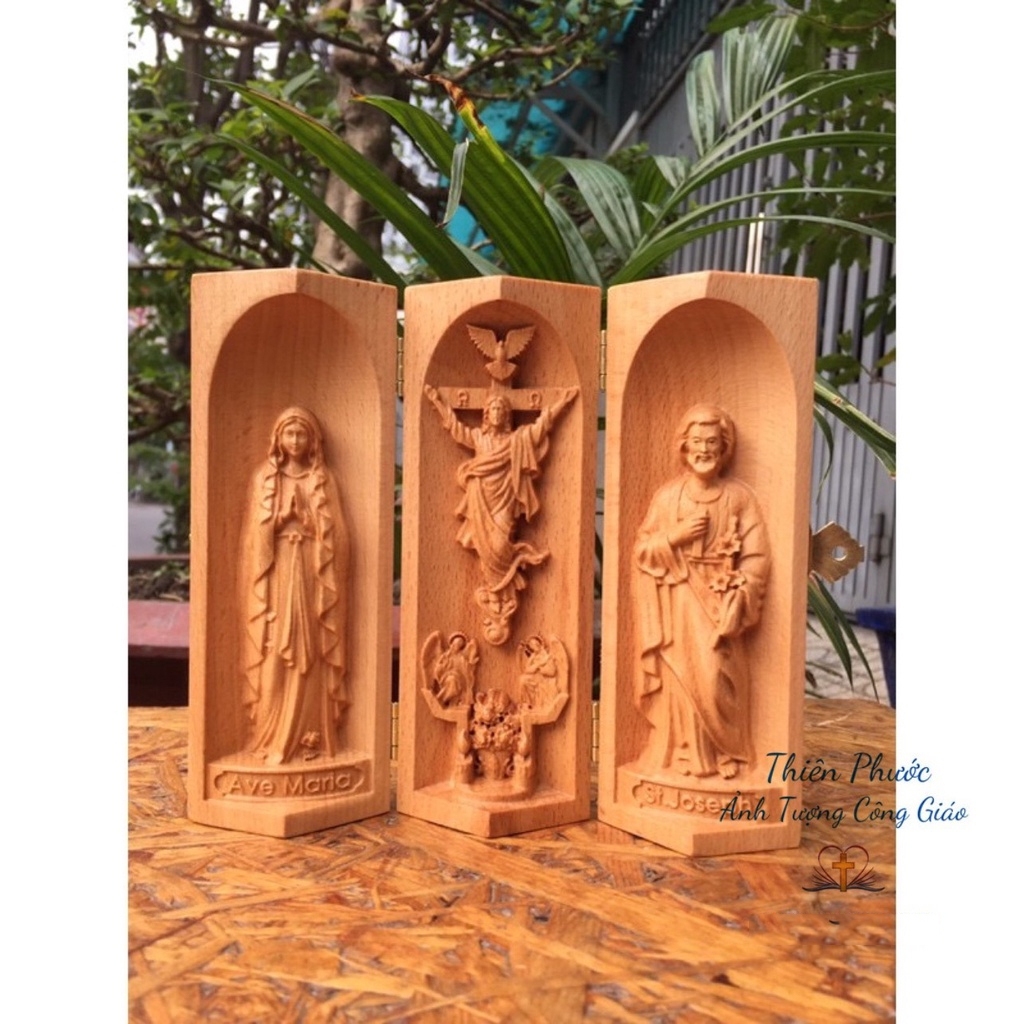 Catholic Altar - Mini Wooden Altar Set of Mother Lo Duc, giuse & Lord ...