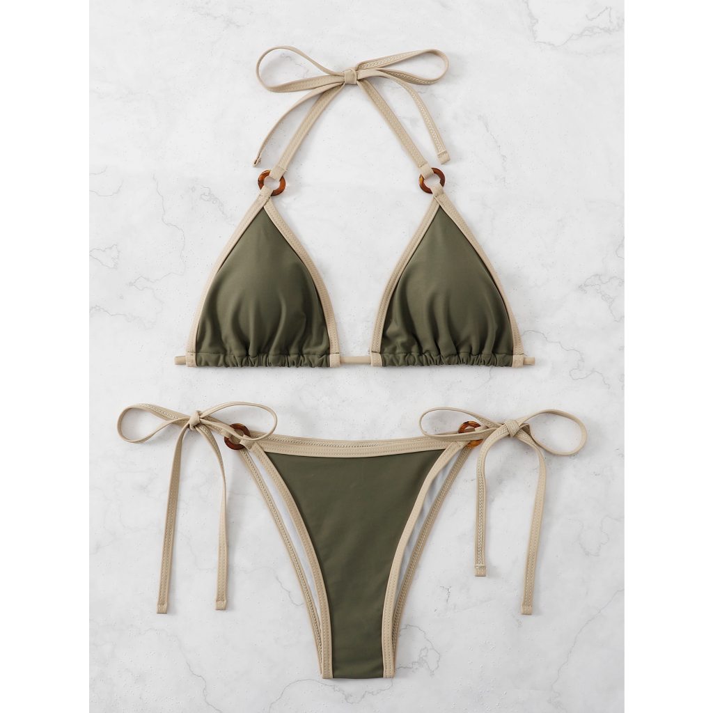 Moss Green Bikini Set With Foam Lining Swimsuit Beach Swimsuit (SHF015 ...