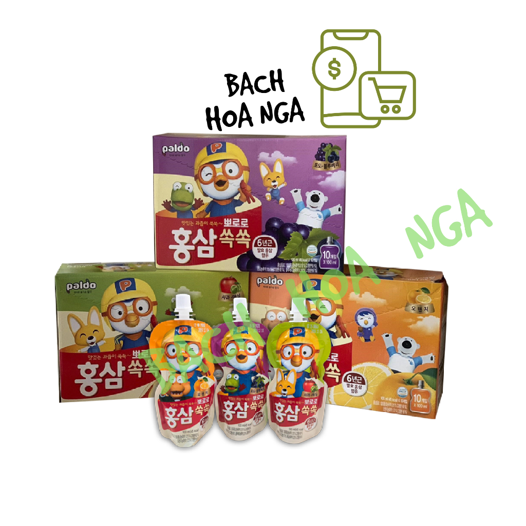 Pororo Paldo Korean Red Ginseng Drink Fruit Flavor for Children 100ml ...