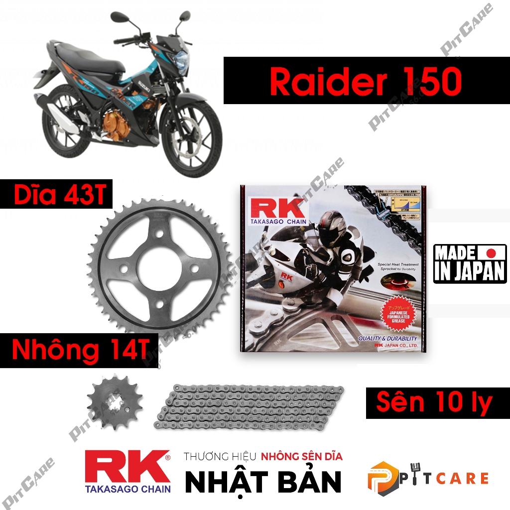 Genuine Japanese RK Raider 150 Chain Sprocket Set Extremely Durable ...