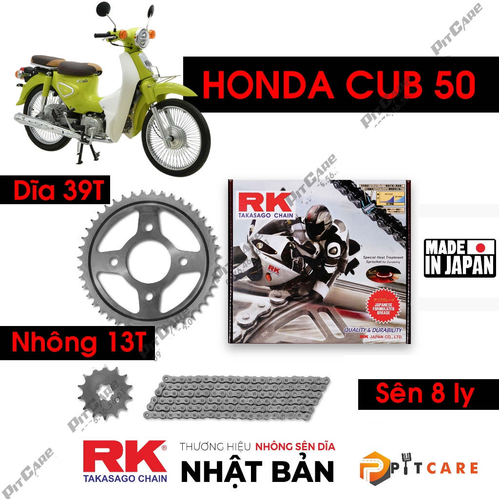 Sprocket and Chain Set for Honda Cub 50 C50 Zinc Specifications ...