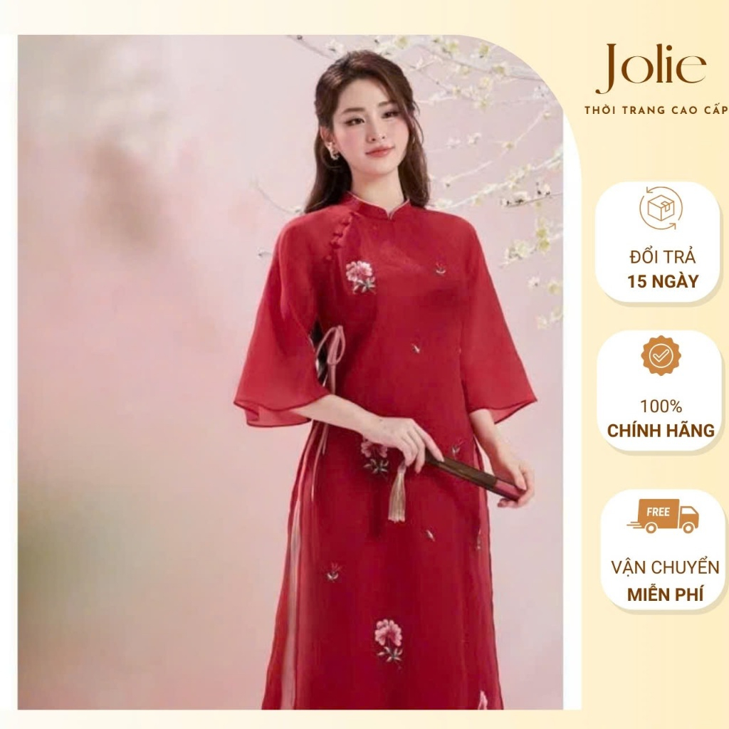 Jolie high-quality 4-panel silk chiffon floral ao dai | Shopee Philippines