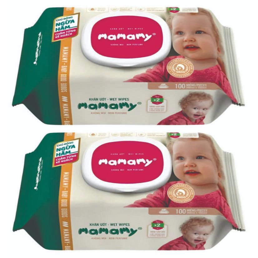Combo 2 packs of Mamamy wet wipes, 100 sheets, odorless, prevents ...