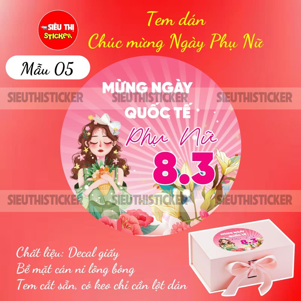 Congratulations on International Women's Day March 8 stickers for gift ...