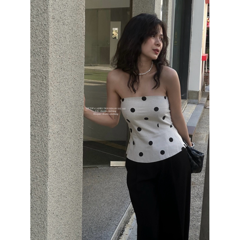 SHI SHI | 2-Layer Polka Dot Tube Top (original photo) | Shopee Philippines