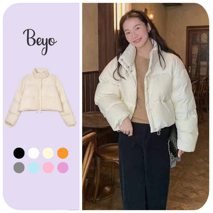 Beyo crop top pufferJacket basic Korean style quilted puffer jacket ...