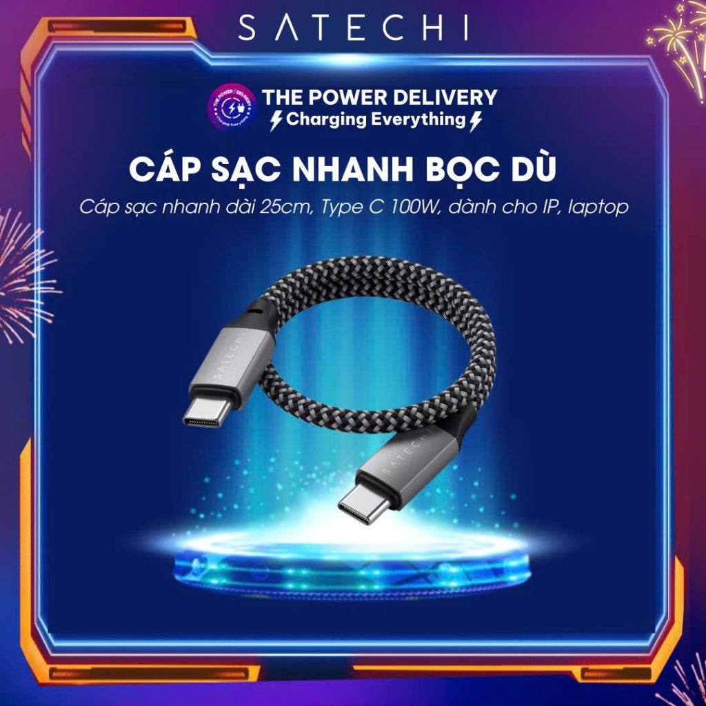 Satechi umbrella-covered charging cable, length 25cm, Type C supports ...