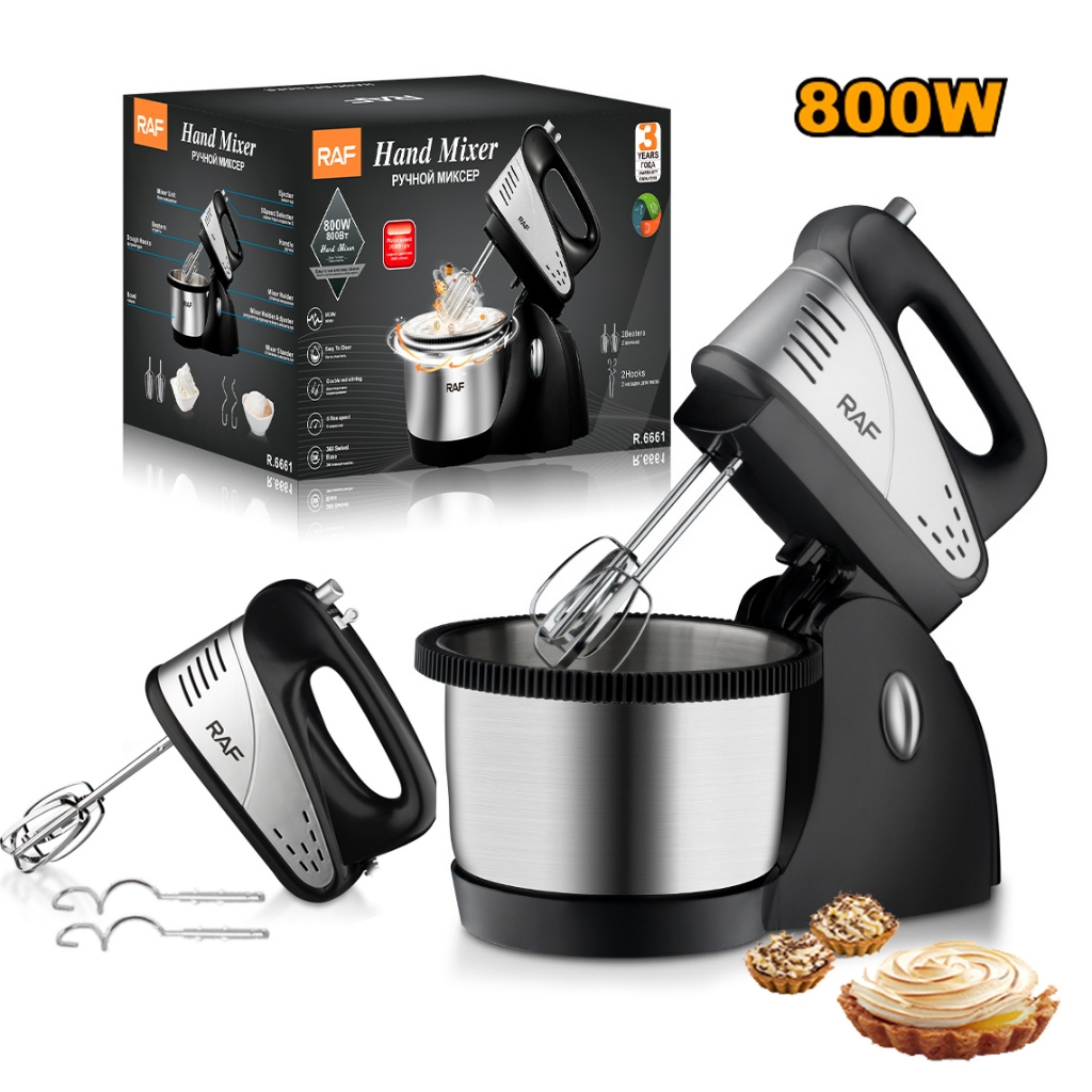 Desktop egg beater - 800W multi-function cake dough kneader RAF 6661 3L automatic rotating jar ...