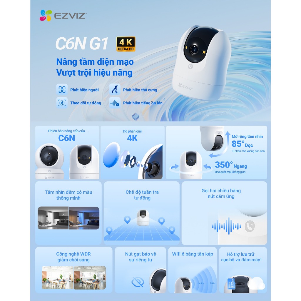 EZVIZ C6N G1 8MP/ C6N PRO 3MP Wifi Camera, C6N 4MP, H6C G1 8MP - 360 Degree Rotation, 2-Way Talk ...