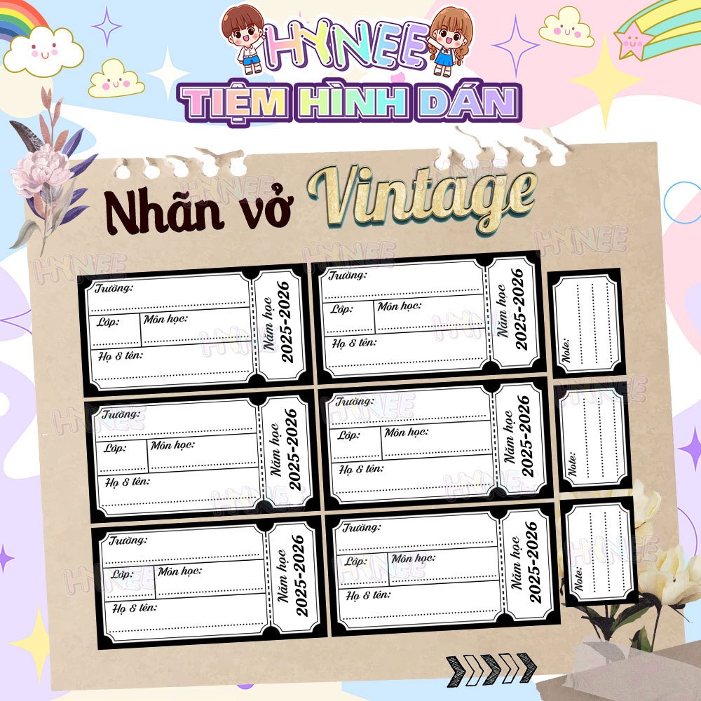 6 Classic Ticket Notebook Labels Comes With 3 Design Note Labels ...