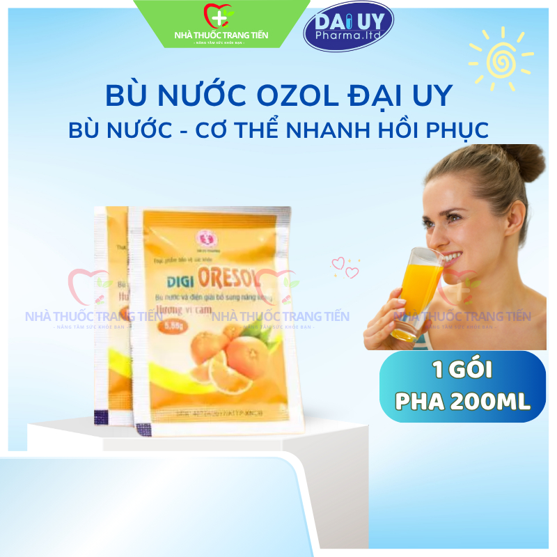 Oresol rehydration and electrolytes Ozol Dai Uy, orange flavor, energy ...