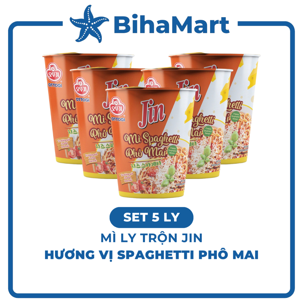 [SET OF 5 CUP] - Ottogi - Jin Spaghetti Cheese Mixed Cup Noodles, Jin ...