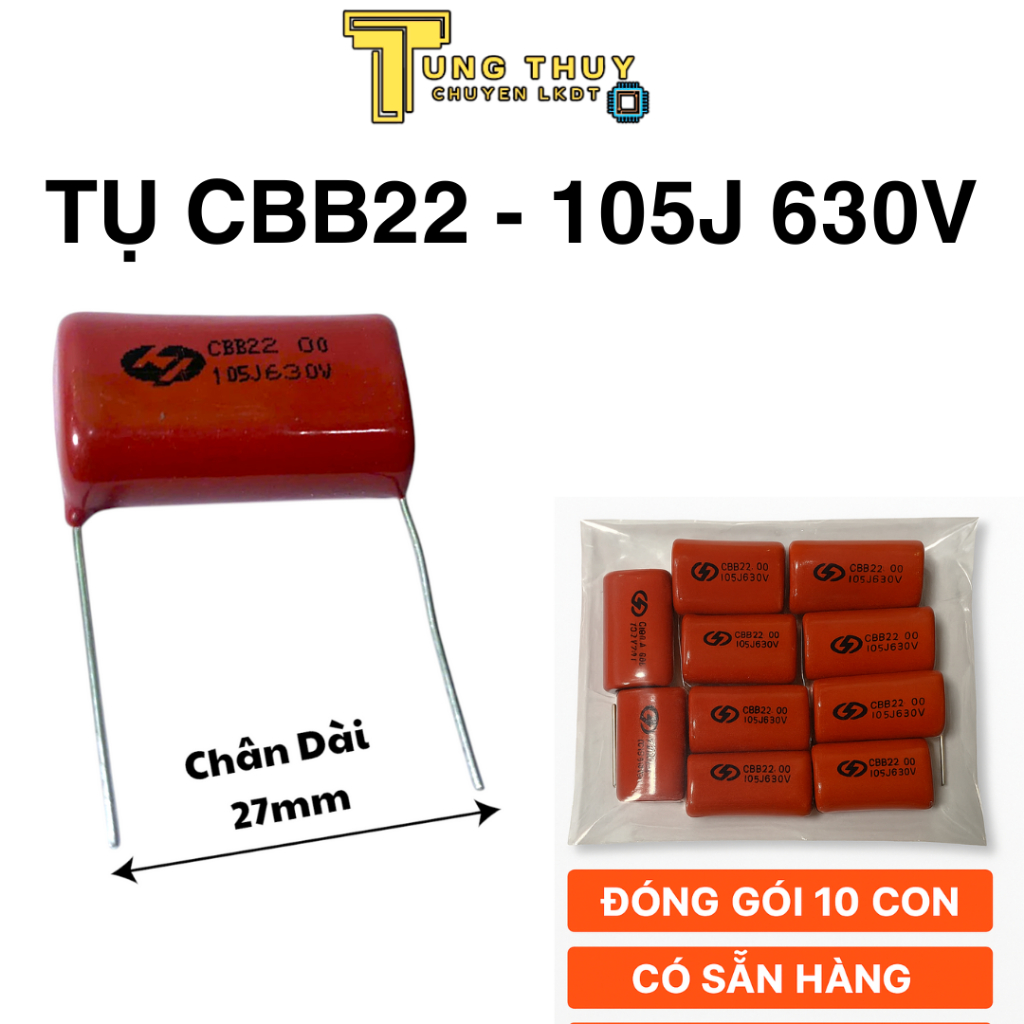 Red Capacitor 105J 630V CBB 22 pins 27mm long – Capacitors for Power ...
