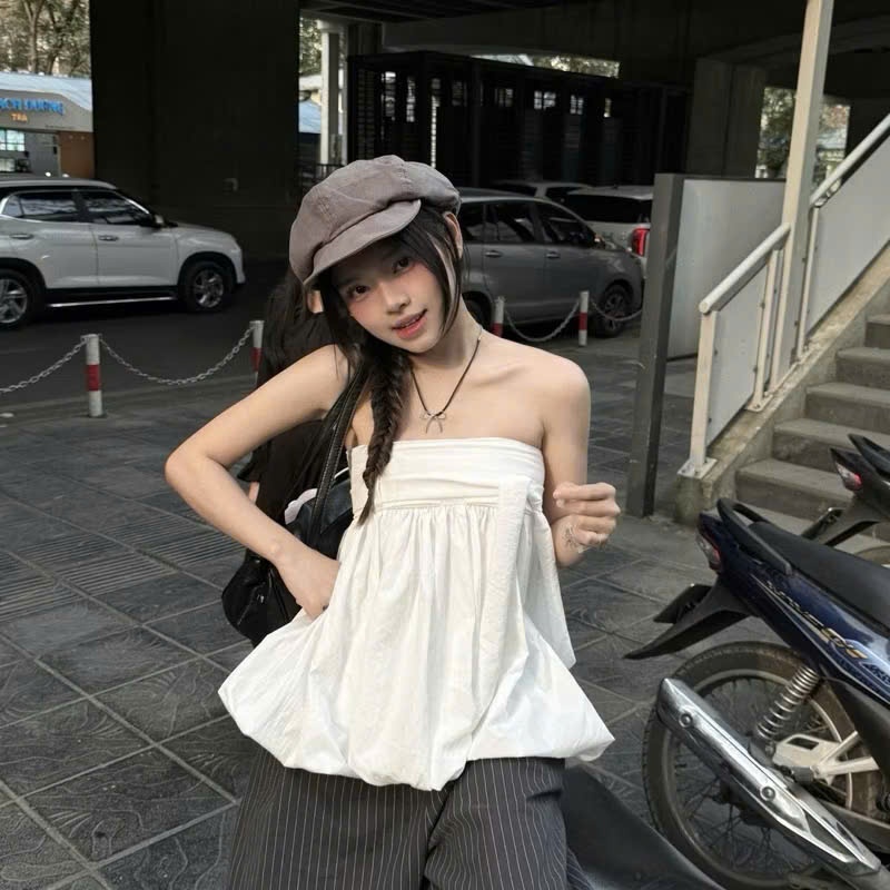 Strapless Puffed Cup Bra with Bow Tie Flattering Cup Top 520 | Shopee ...