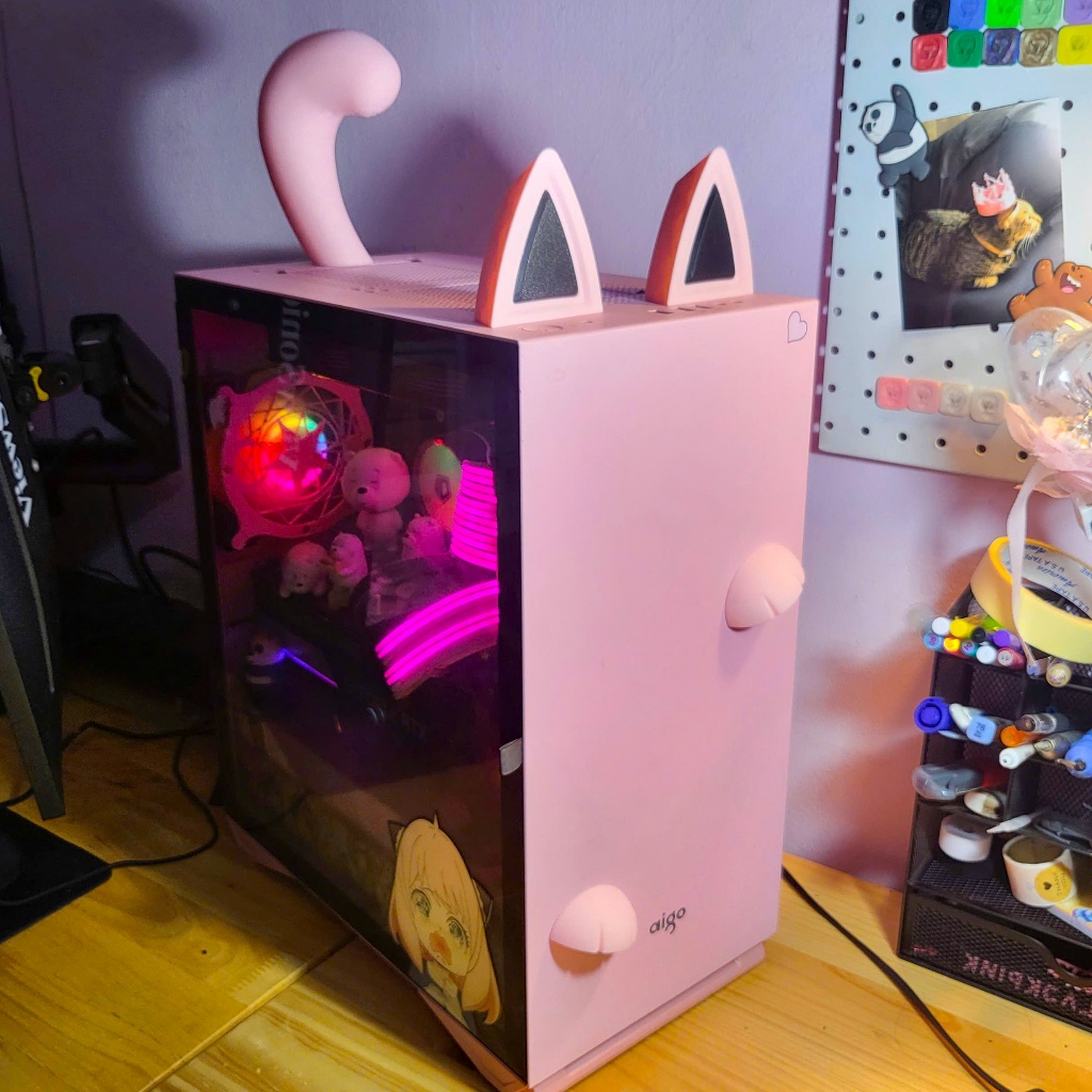Cute cat-shaped computer PC case decoration Set | Shopee Philippines